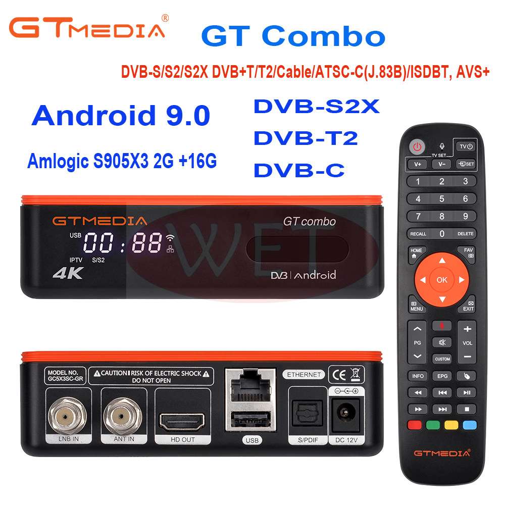 GTMEDIA GT Combo 4K安卓9.0 DVB S/S2 C/T/T2 2.4G/5G WIFI BT4.1 - 一站式卫星通讯设备 ...